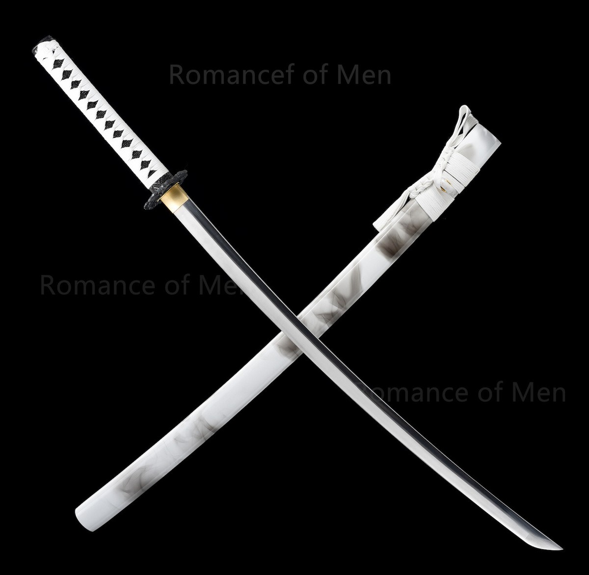 White Steel Katana Hand Forged Folded Damascus Steel Blade White Haze