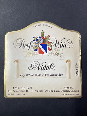 Vintage Reif Estates Winery Dry White Wine UNUSED Paper Label Q164 | eBay