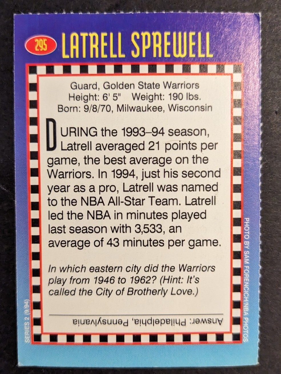 1994 Sports Illustrated for Kids Series 2 - Latrell Sprewell #295 for ...