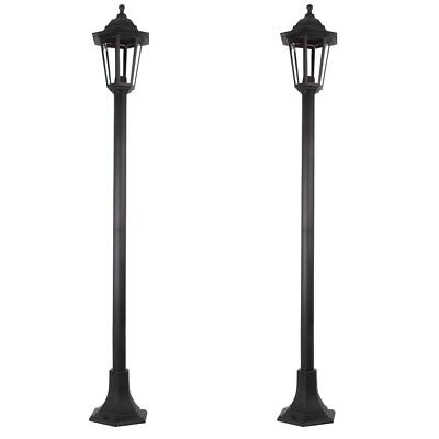 2 x Mains powered Lantern Lamp Post Lights 1.2m high, indoor or outdoor ...