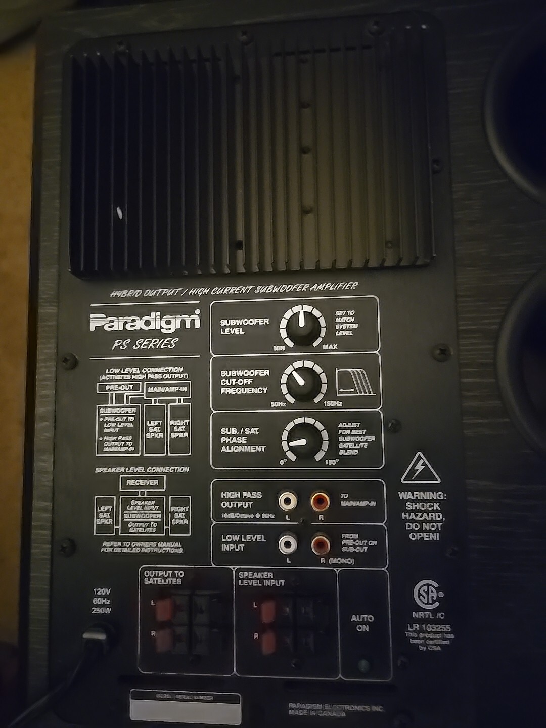 PARADIGM PS SERIES PS-1000 SUBWOOFER AMPLIFIER | eBay