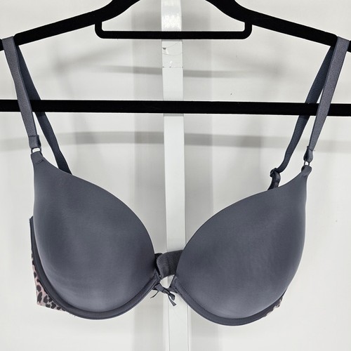 Victorias Secret Sz 36D Push Up Bra Padded Gray Leopard Print | eBay