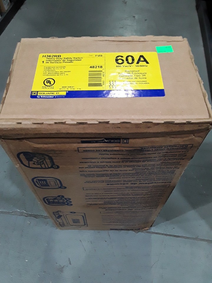 H362RB SQD 60AMP HEAVY DUTY SAFETY SWITCH TYPE 3R 600VAC NEW | eBay