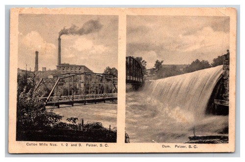 PELZER, South Carolina, 1908c ~ COTTON MILL / Factory , DAM & Bridge | eBay