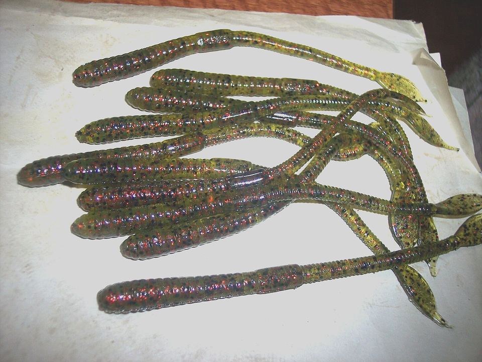 Manns 6" Jelly Worm 10 PK Green Pumpkin Watermelon Red Magic Lure ...