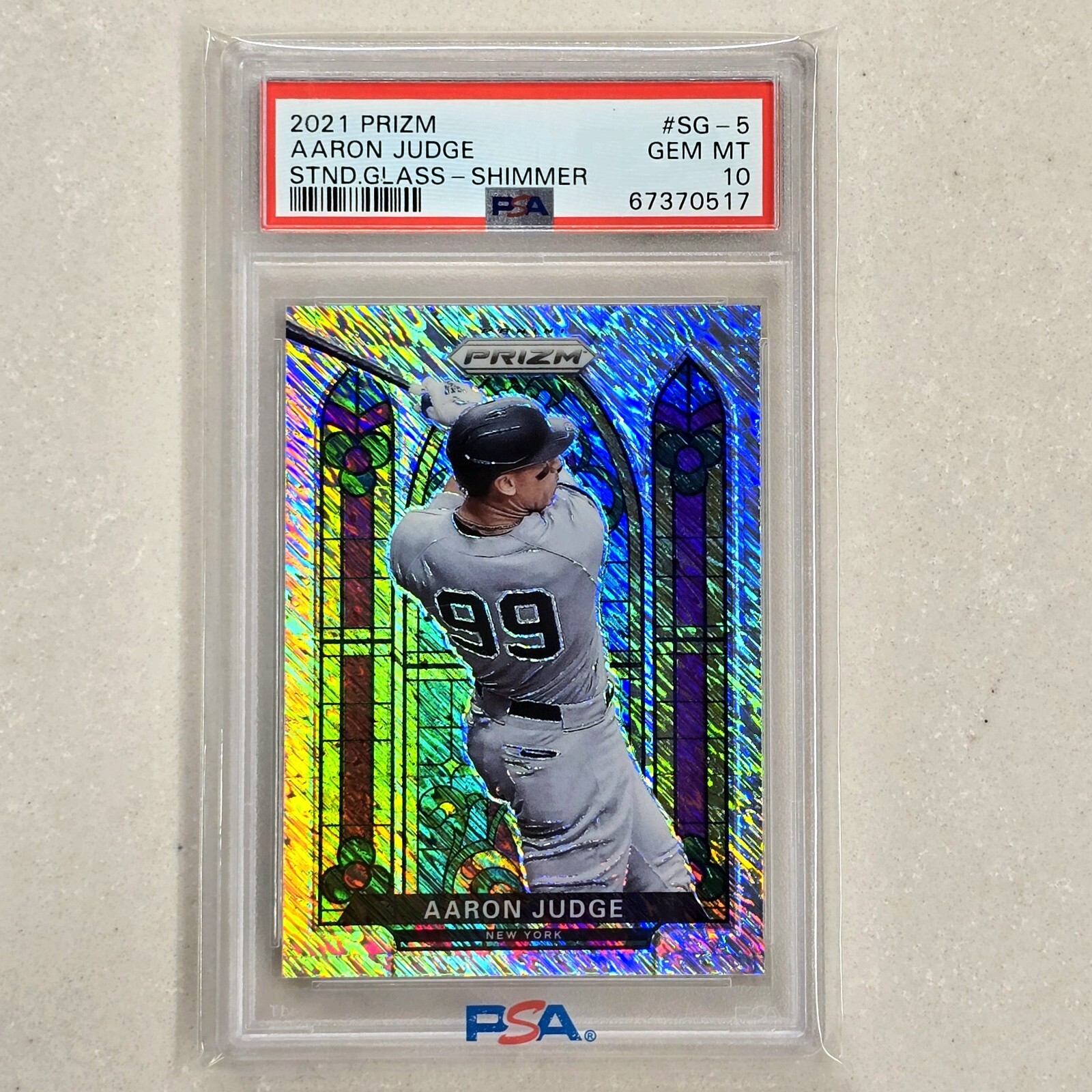 2021 Panini Prizm Aaron Judge Stained Glass Shimmer #1/7 PSA 10 Yankees ...