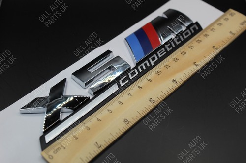 BMW X5M Competition Badge Chrome Silver Gloss 3D Sticker Decal | eBay