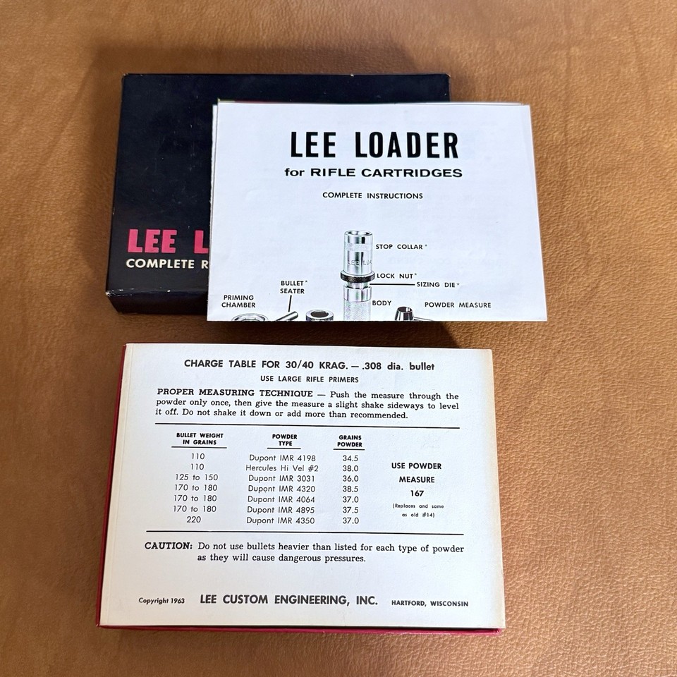 LEE LOADER 30/40 KRAG Reloading Tool for .308 dia Rifle Cartridges ...