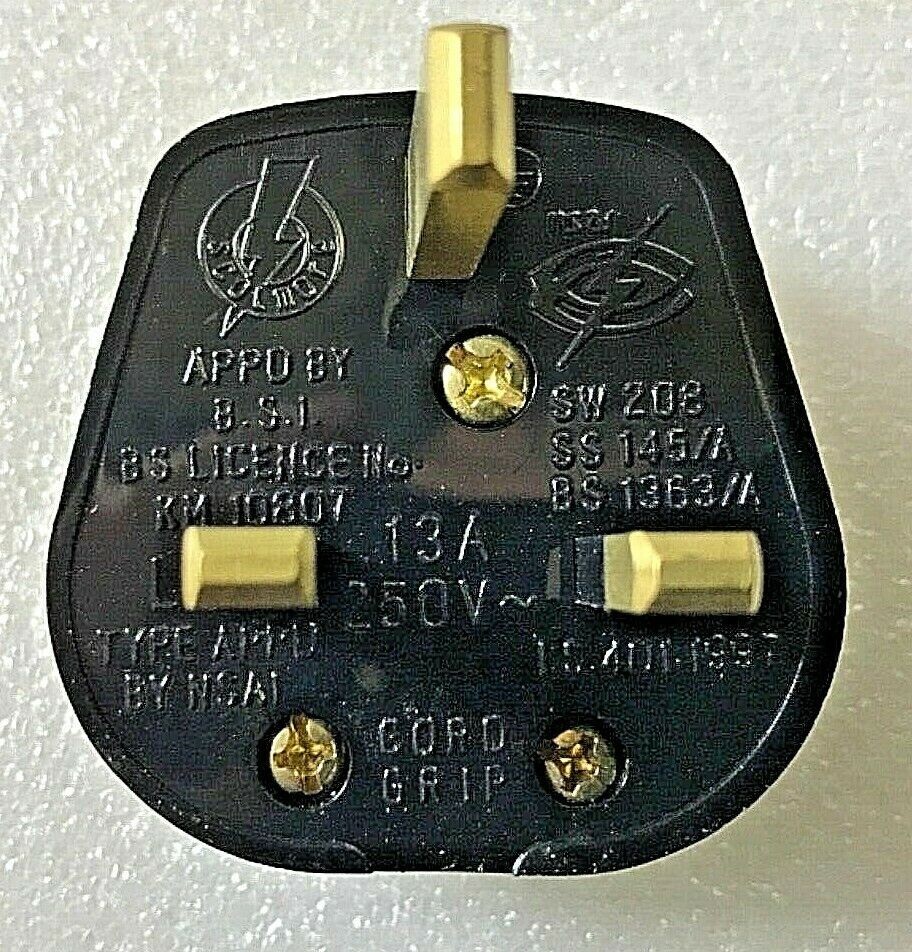 10 Pack 13A UK 3 Pin Mains Plug with 13A Fuse Fitted Black | eBay