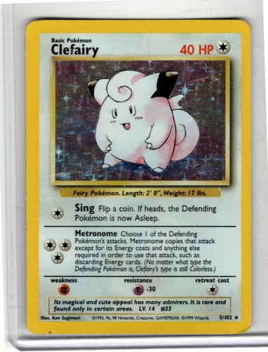 Pokemon TCG Clefairy Base Set 5/102 Unlimited Holo Rare WOTC LP | eBay