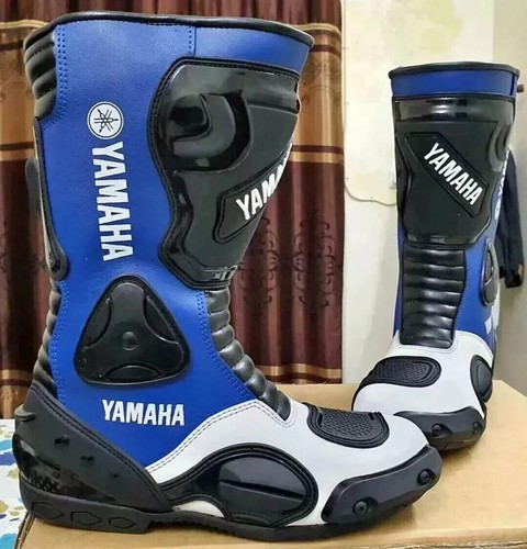 Yamaha Motorcycle Racing Motorbike Shoes Leather Boots CE Approved | eBay