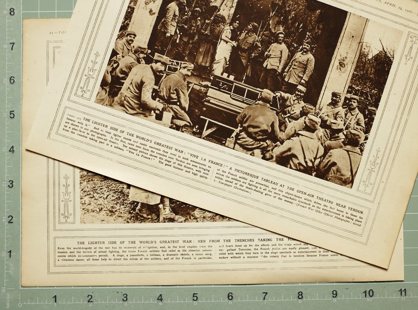 1916 WWI WW1 PRINT PICTURESQUE TABLEAU AT OPEN AIR THEATRE VERDUM ...