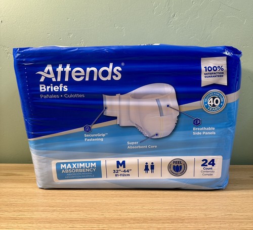 Attends Classic Adult Incontinence Unisex Briefs Sz M Max Absorbency ...