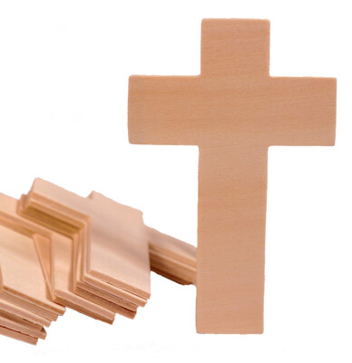 25 pack - Unfinished Wood Cross Shape Cutout Slices, 4.25 Inch, Wooden ...