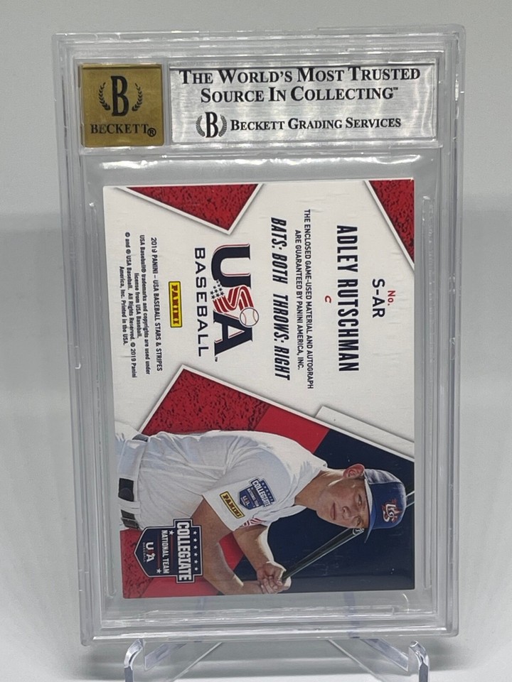 2019 Stars & Stripes Adley Rutschman PATCH Auto Card #d /25 GRADED BGS ...