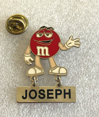 Red M&M Mars Candy joseph Nameplate Lapel Hat Collectible Pin . #25 | eBay