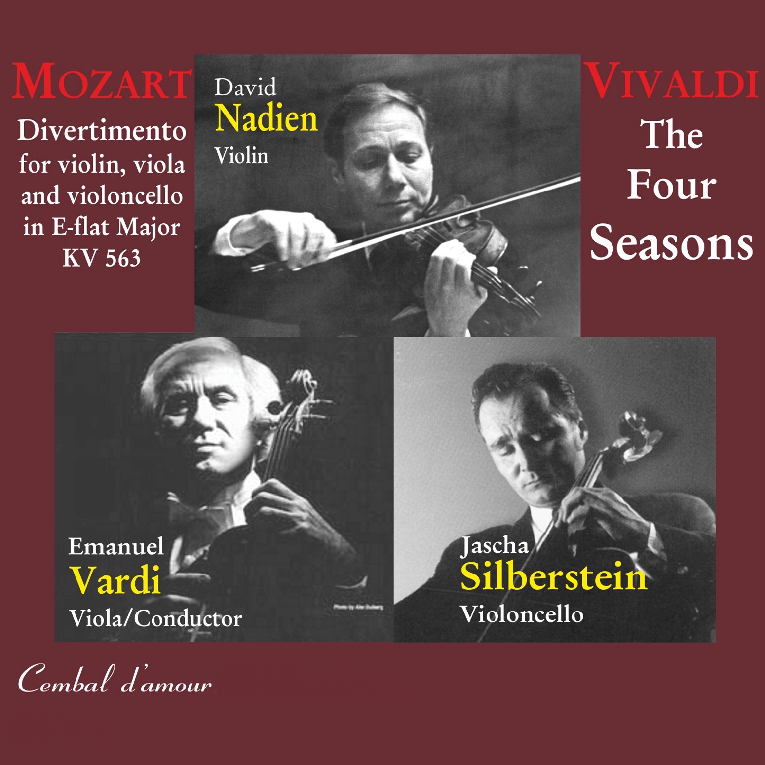 David Nadien, Violin, Emanuel Vardi, Viola/Conductor, Jascha ...