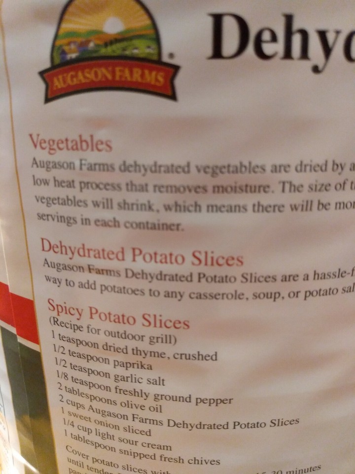 AUGASON FARMS EMERGENCY FOOD DEHYDRATED POTATO SLICES Prepper exp 10/39 ...