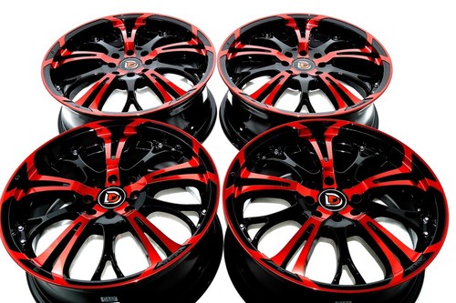 Set of 4 New 17x7 DDR R25 Black/Polished Red 17" Rims Wheels 4x100 ...