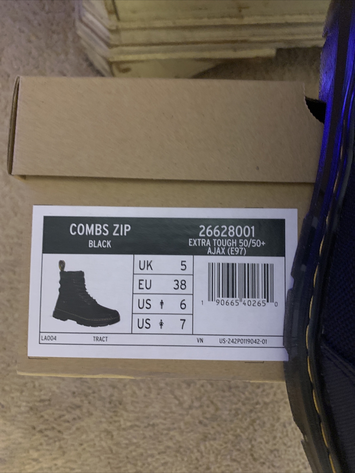 Dr Martens Combs Zip Tech X-Tough Unisex Ajax Black Utility Boots Sz ...