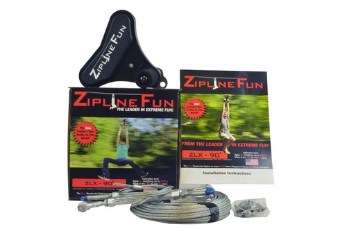 ZLX ZIPLINE FUN EXTREME Ride Zip Line Adult Fun 90' Playground Playset ...