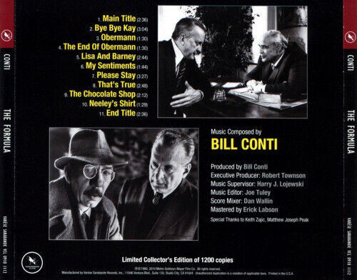 Bill Conti "THE FORMULA" score Varese Club 1200 Ltd CD | eBay