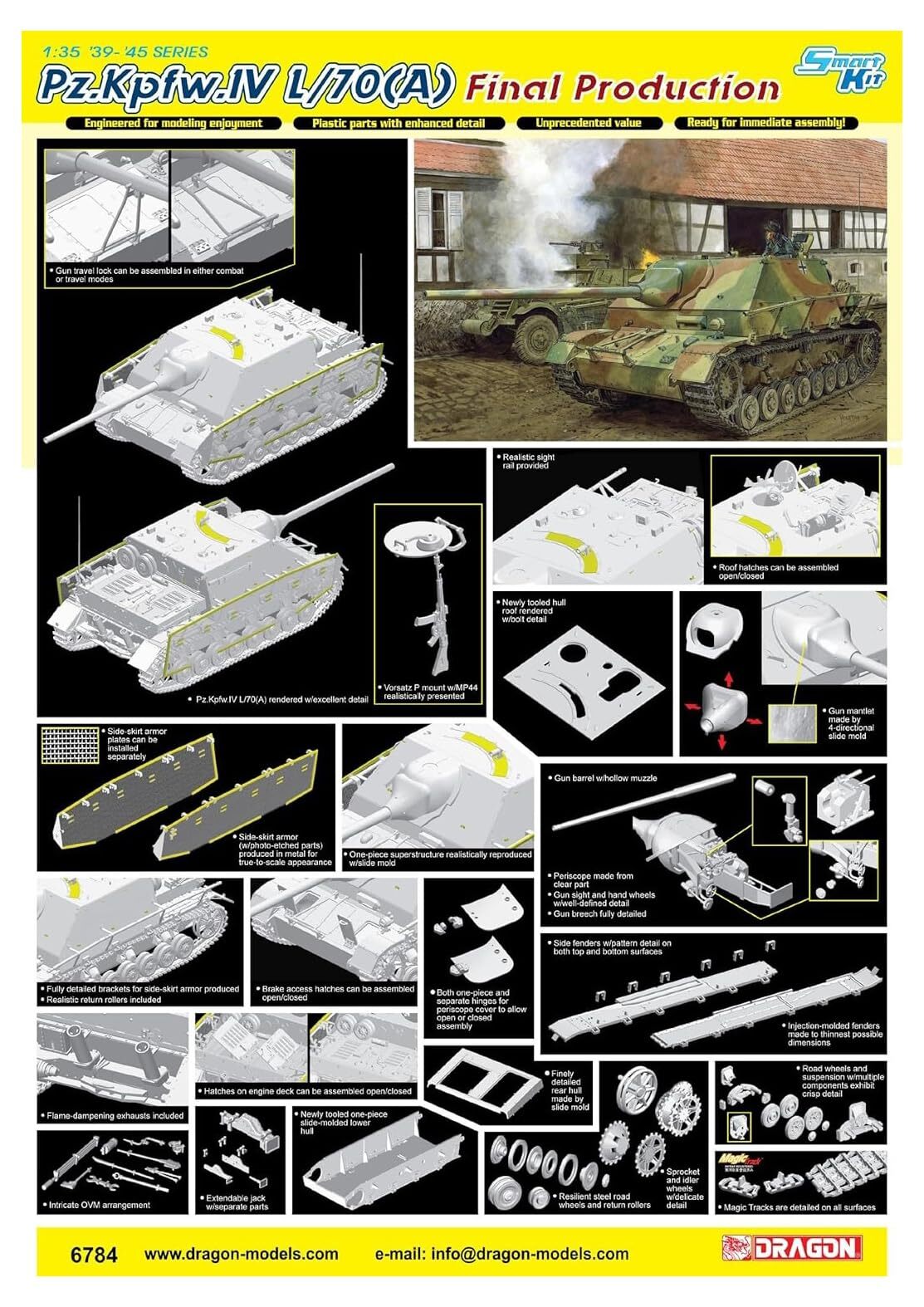 Dragon 1:35 Pz.Kpfw.IV L/70(A) Final Production Tank Smart Model Kit ...