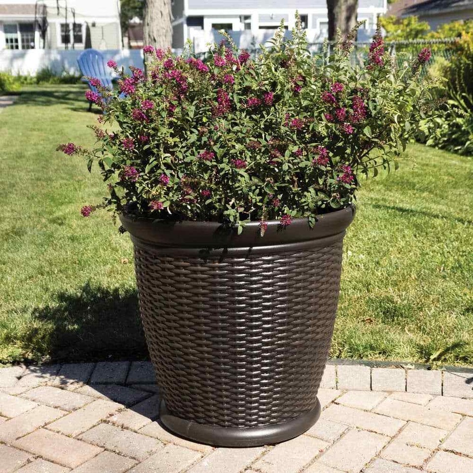 Willow 22 In. round Java Blow Molded Plastic Planter Pack of 2 | eBay
