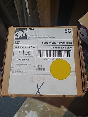 3M™ Engineer Grade Reflective Sheeting 3271 Yellow, 24 in x 50 yd, 1 ...