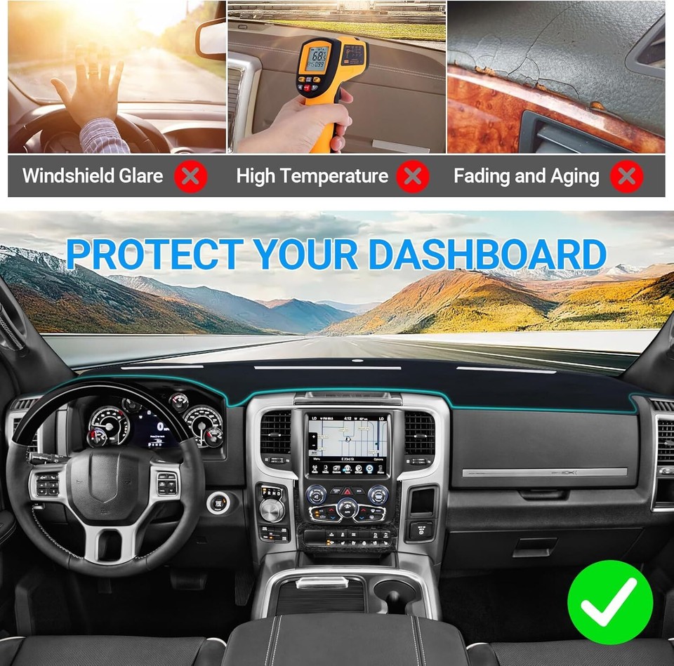 Anti-Glare For 2010-2018 Ram 1500 2500 Dashboard Cover Pad Dash Mat ...
