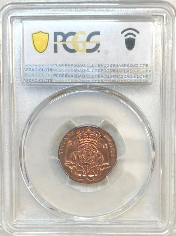 GREAT BRITAIN 2000 20P MINT ERROR STRUCK ON COPPER FLAN MS63 CH UNC GEM ...