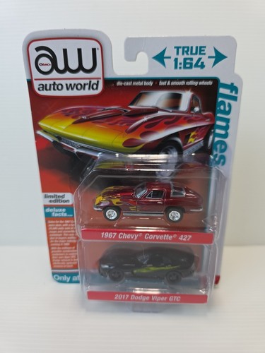 Auto World Target 2 Pack Flames 1967 Chevy Corvette 427 & 2017 Dodge ...