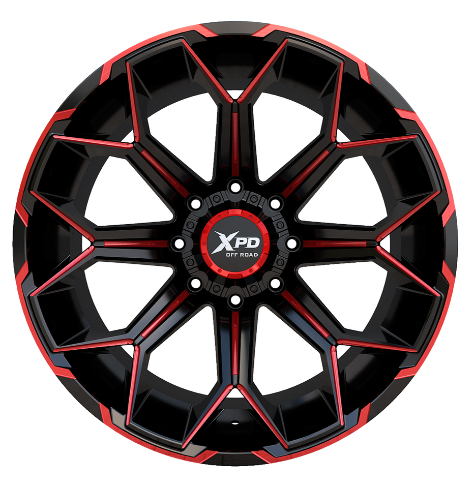 4pcs 20x10 6x135/6x5.5" -24mm Black/Milled Red Wheels Rims 20" Concave ...