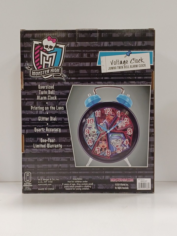 MONSTER HIGH VOLTAGE JUMBO TWIN BELL ALARM CLOCK Girls Bedroom Table ...