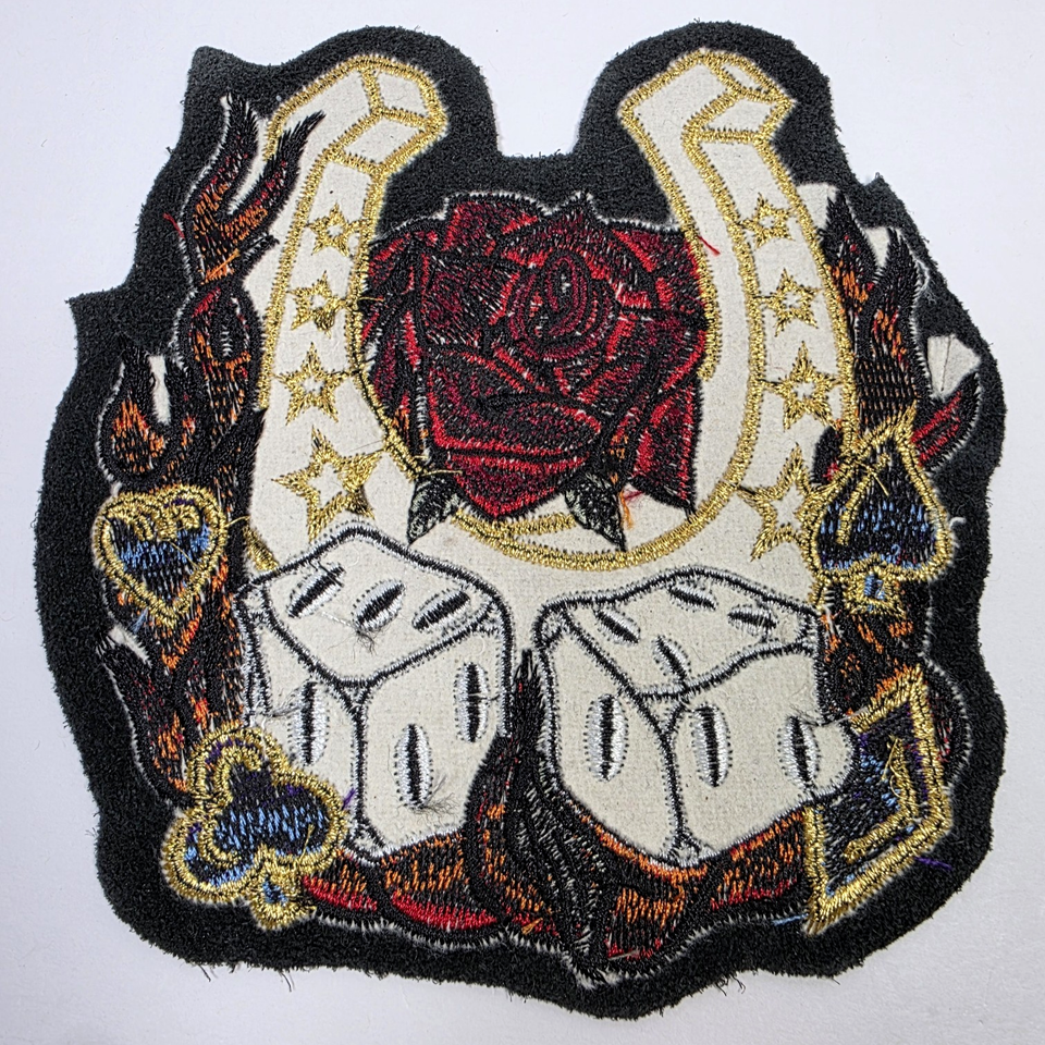 Lucky Patch Leather Dice 7 Horseshoe Rose Vegas Biker Jacket Patch | eBay