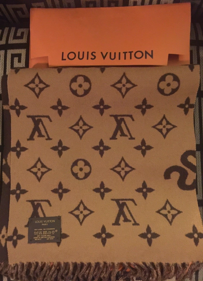 Louis Vuitton Supreme X Cashmere Brown Monogram Scarf - Brand New | eBay
