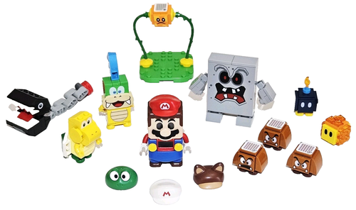 LEGO Super Mario Interactive Minifigure Lot w/ Hats & Brick-Built Yoshi ...