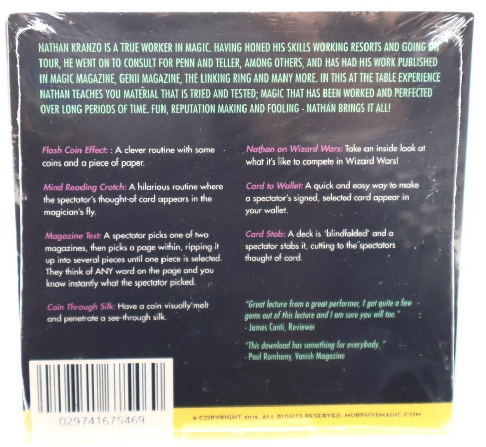 At The Table Experience: NATHAN KRANZO Lecture by Murphy's Magic Trick ...