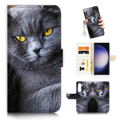 ( For Samsung S24 ) Wallet Flip Case Cover AJ23066 Angry Cat | eBay