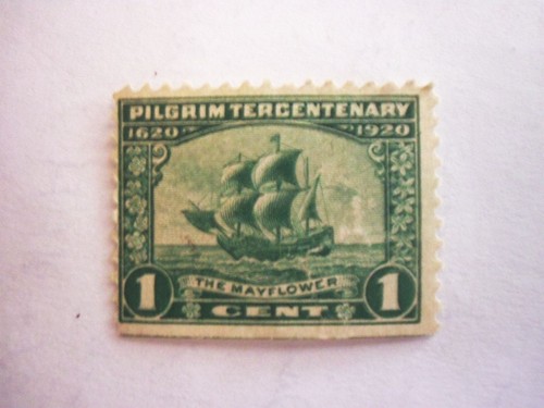 1920 Pilgrim Tercentenary Issue 1 cent Green Mayflower Stamp U.S.#548 ...