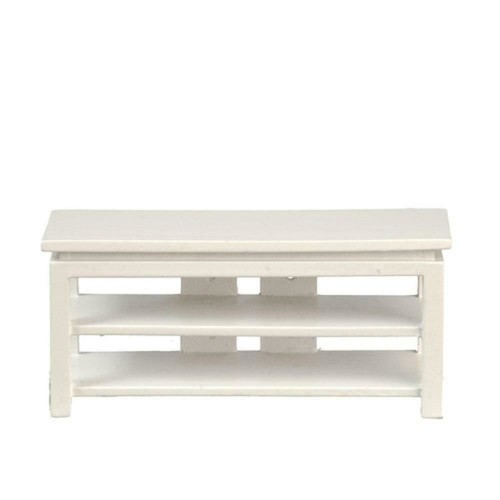 Dolls House Modern White Low TV Cabinet Stand MINIATURE Living Room ...