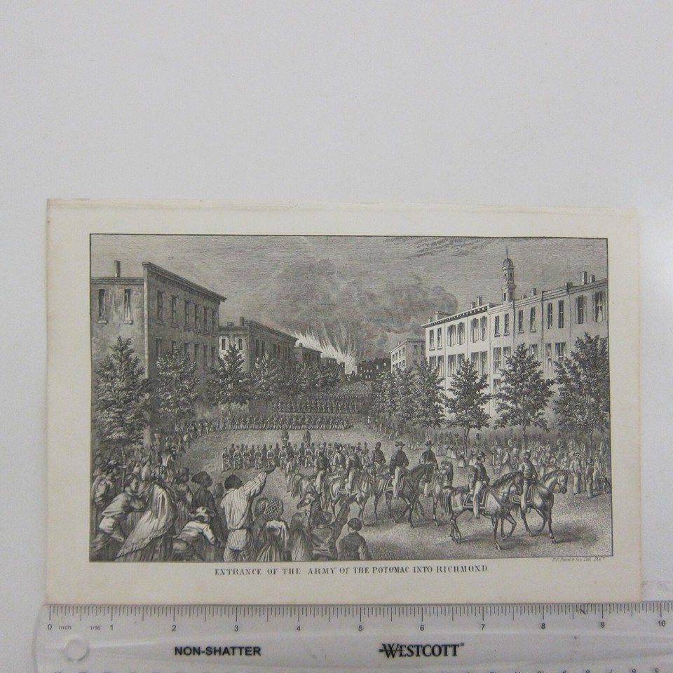 Civil War Lithograph Print Entrance Union Army Potomac Richmond VA ...