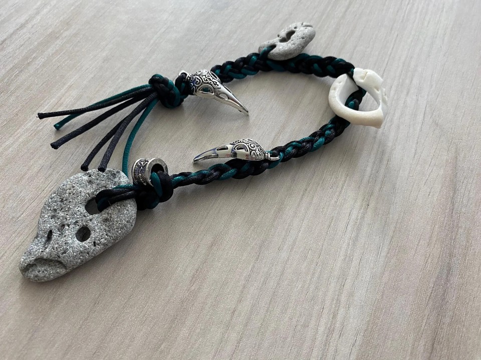 Raven Hag Stone Talisman Huginn and Muninn Holey Stone Amulet ...