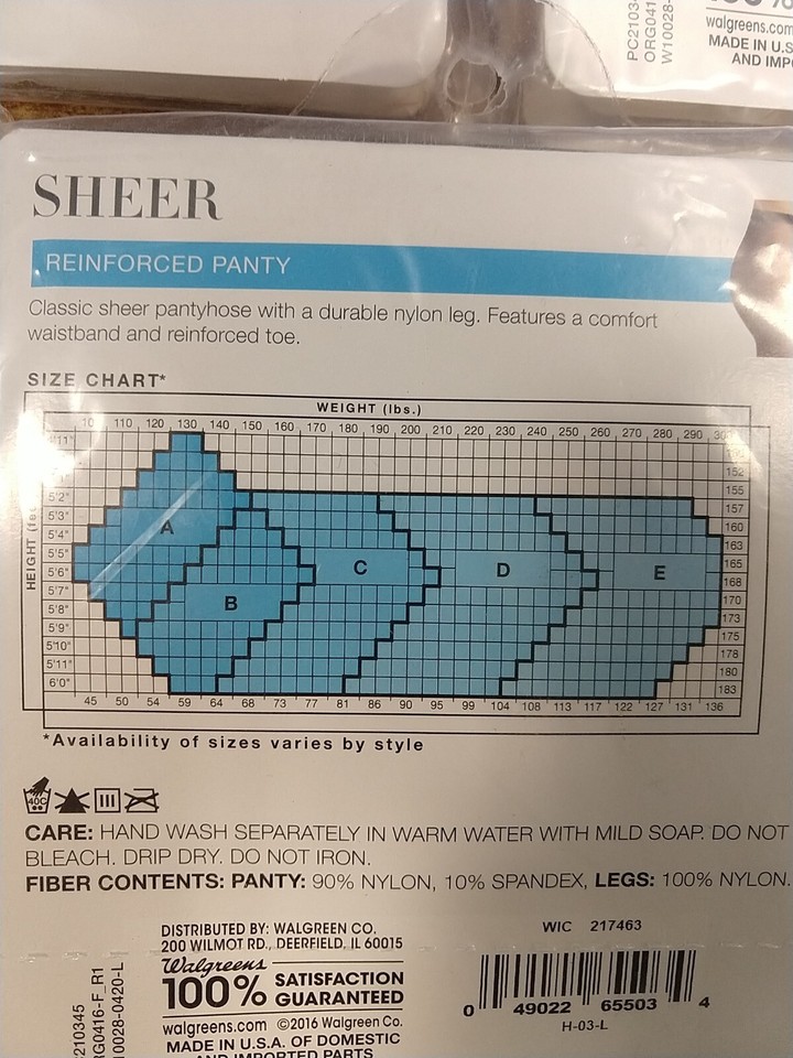 3 Pack: West Loop Sheer Reinforced Panty & Toe Pantyhose, Size A, Nude ...