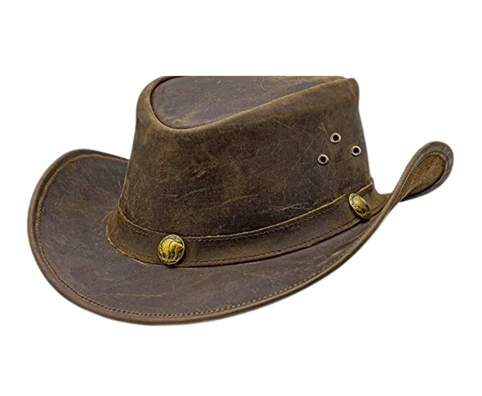 Brown Leather Cowboy Hat – Western Outback Steampunk Cosplay Halloween ...
