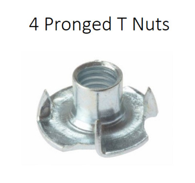 FOUR PRONGED T NUTS CAPTIVE THREADED INSERTS FOR WOOD FURNITURE M5 M8 ...