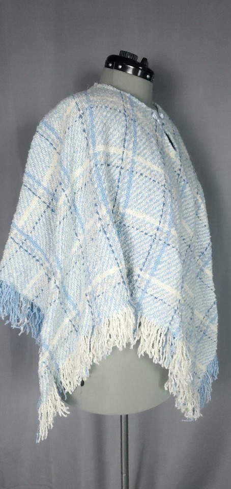 Vtg Boyne Valley Weavers Poncho Cape Blue Wool Alpaca Irish Cottagecore ...