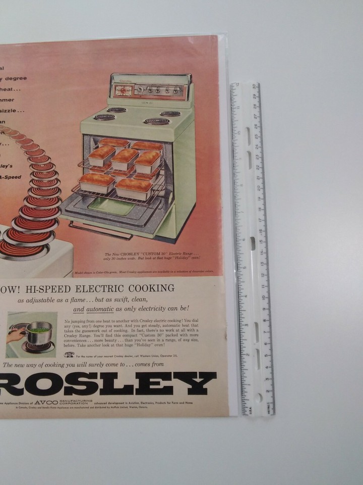 Crosley Stove Print Ad Original Rare Vtg 1950s Electric Green Oven ...