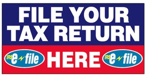 FILE YOUR TAX RETURN HERE Vinyl Banner Sign 3x8 ft - bb | eBay