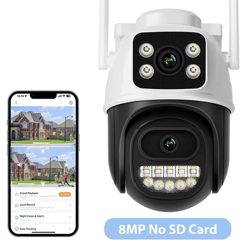 12MP 6K PTZ Wifi Camera Dual Lens 8X Digital Zoom AI Human Detection ...